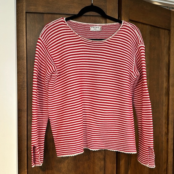 Frame Denim | Sweaters | Frame Red And White Striped Sweater | Poshmark